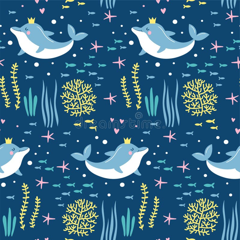 Card with Cute Dolphin. Vector Illustrations Stock Vector ...