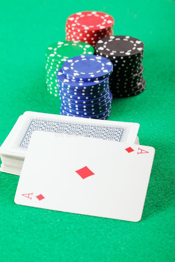 Card Deck with Ace and Chips Stock Photo - Image of objects, green ...