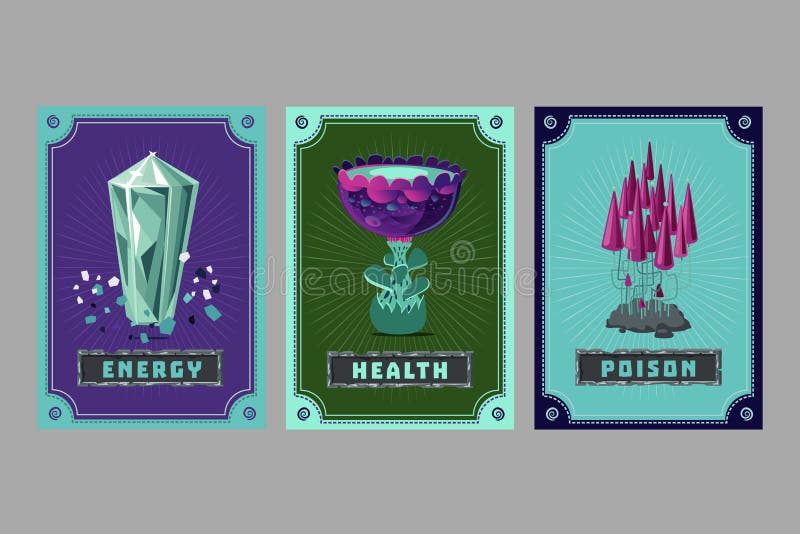 Card Deck. Collection Game Art. Fantasy Ui Kit with Magic Items Stock ...