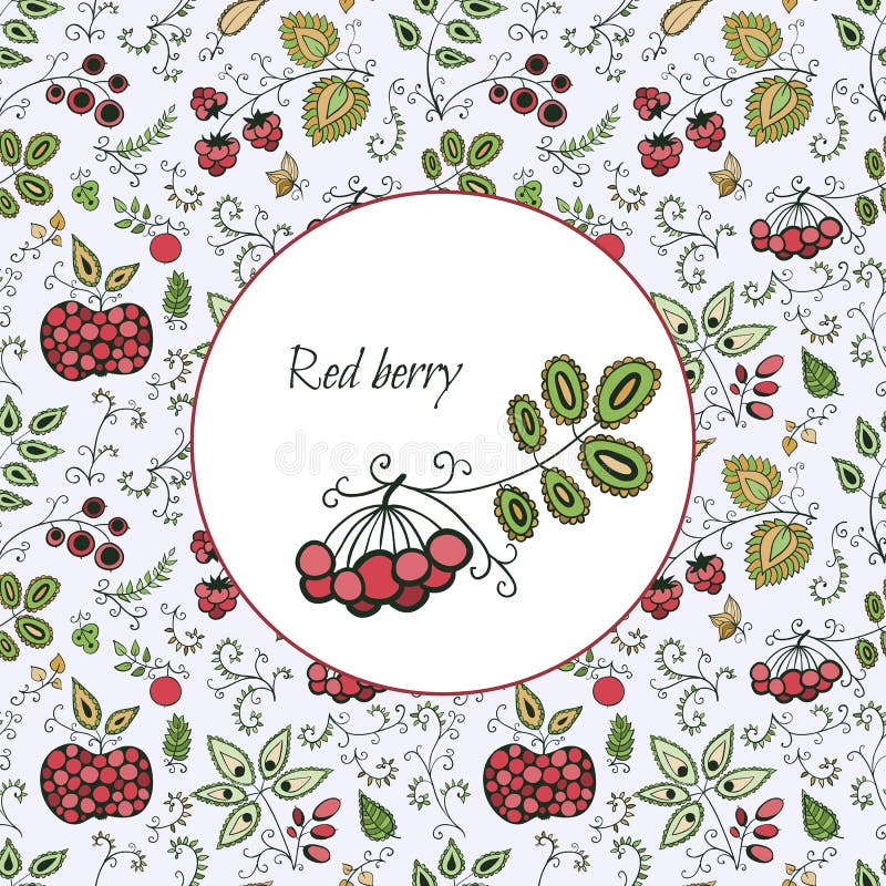 Card with Decorative Berries. Stock Vector - Illustration of leaf ...