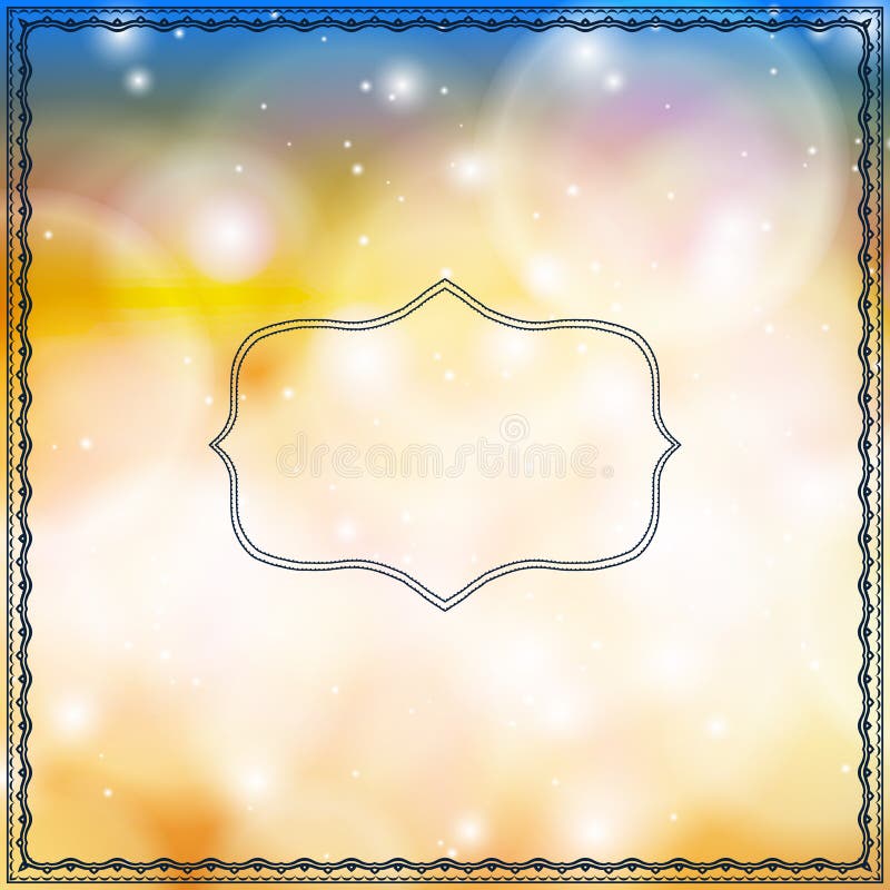 Card with Decorative Frames on Bokeh Lights Stock Vector - Illustration ...