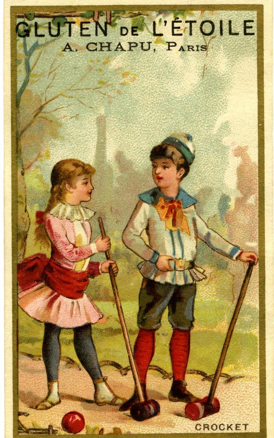 [Card Depicting Two Children Playing Croquet] Picture. Image: 222348758