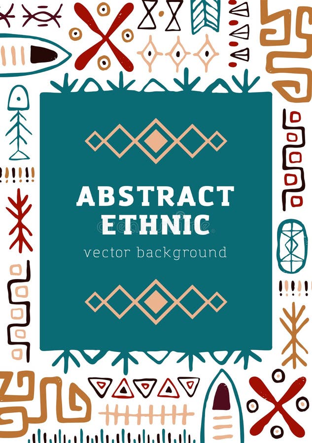 Card Design with Ethnic Ornament Frame, African Tribal Pattern. Modern ...