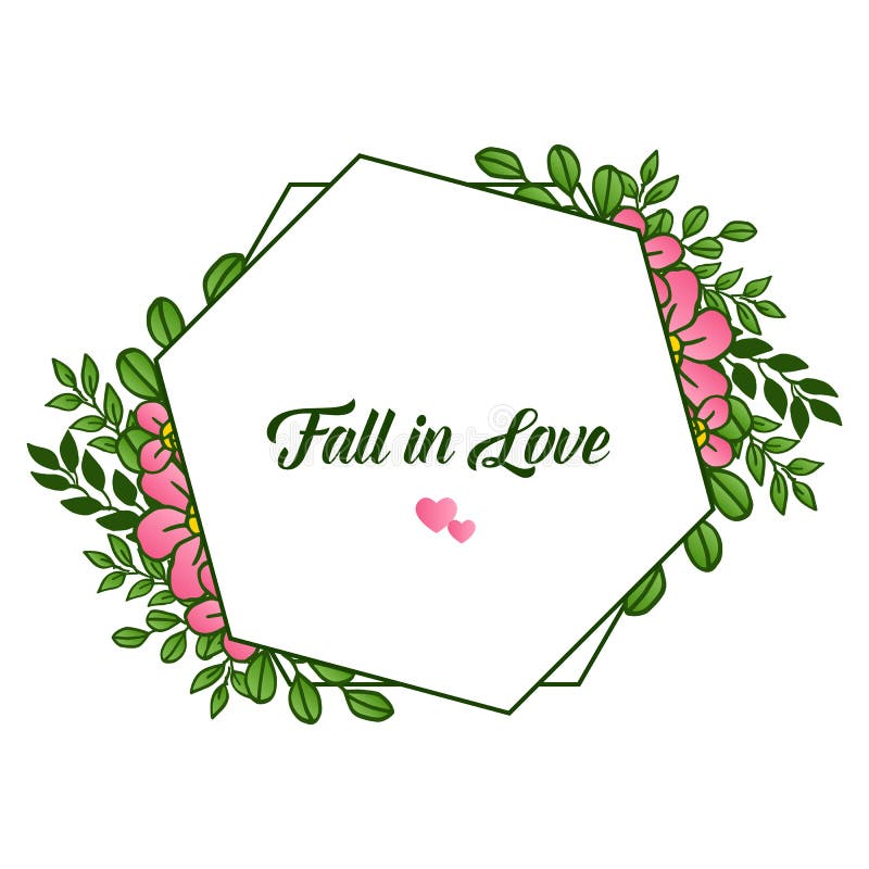 Card Design Fall in Love, with Pattern of Pink Flower Frame. Vector ...