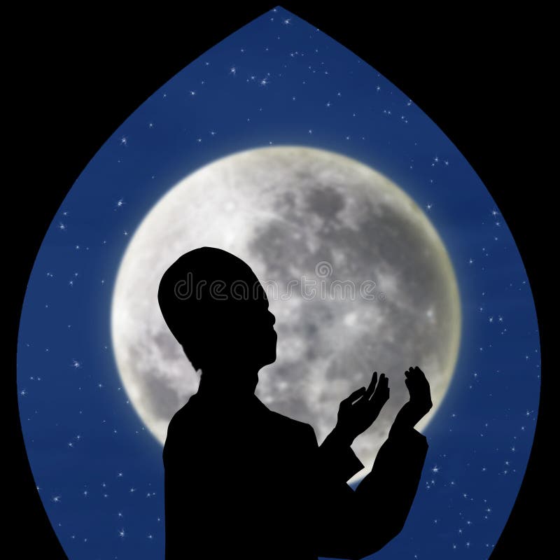 Card Design of Muslim Pray on Blue Moon Stock Illustration ...