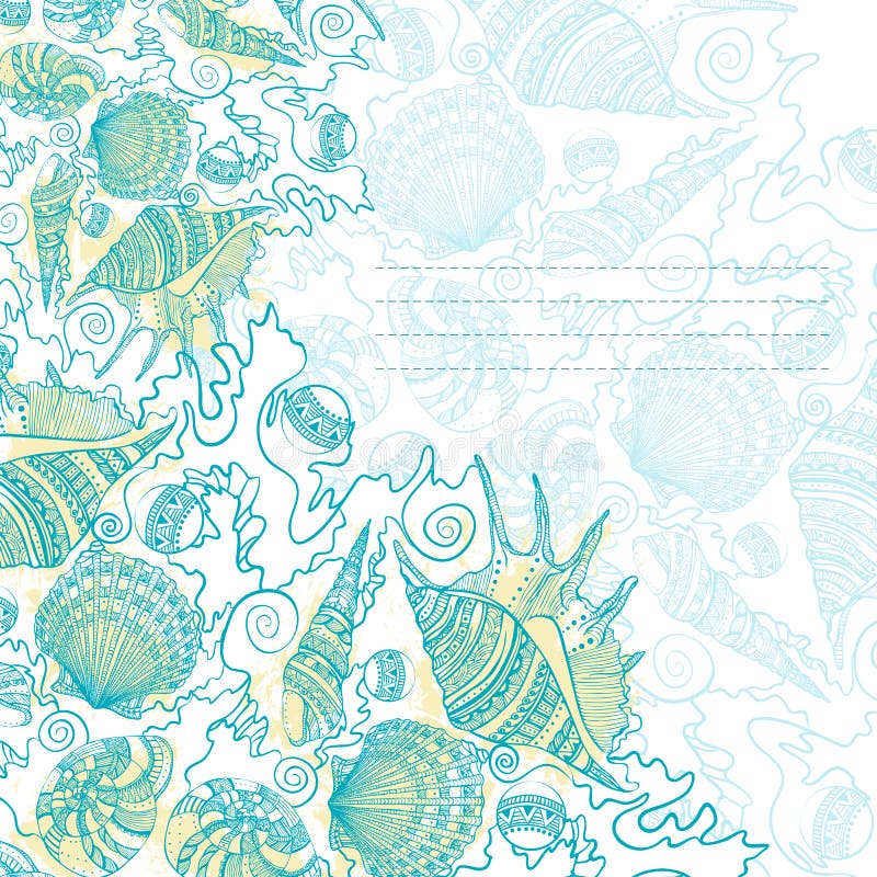 Card Design with Sea Shells Stock Vector - Illustration of ornate ...
