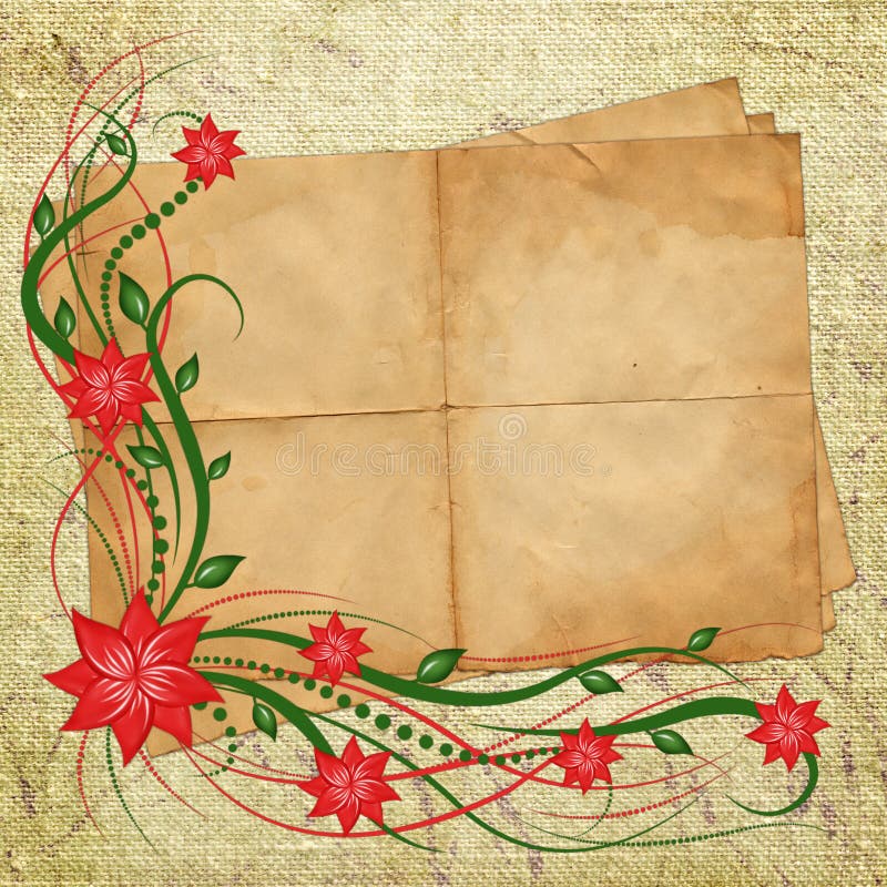 Card for Design with Sheet and Flowers Stock Illustration ...