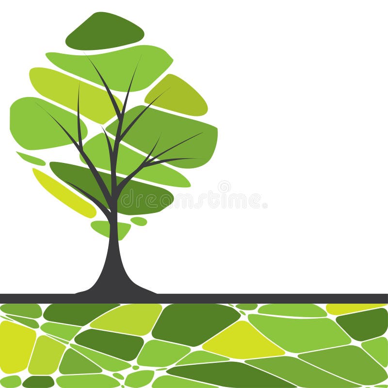 Card Design with Stylized Trees and Text Stock Vector - Illustration of ...