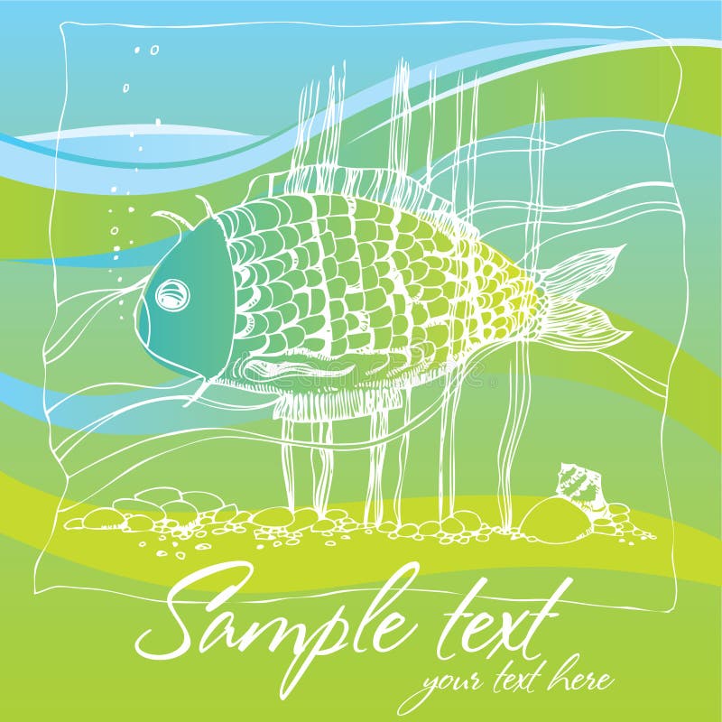 Card fish stock vector. Illustration of draw, design - 37148300