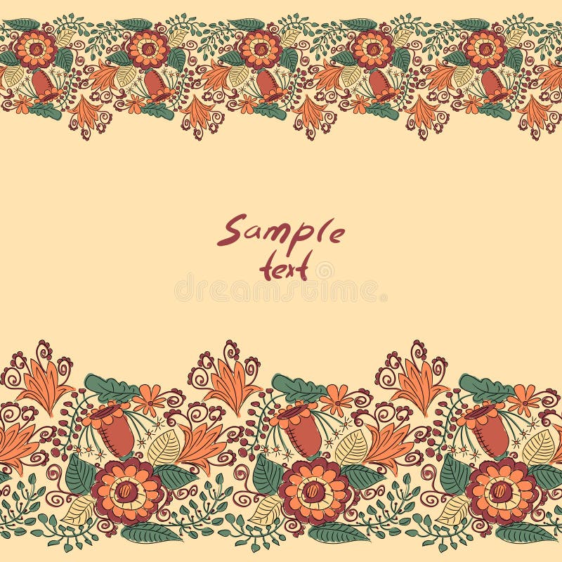 Card with Floral Borders and Place for Text Stock Vector - Illustration ...