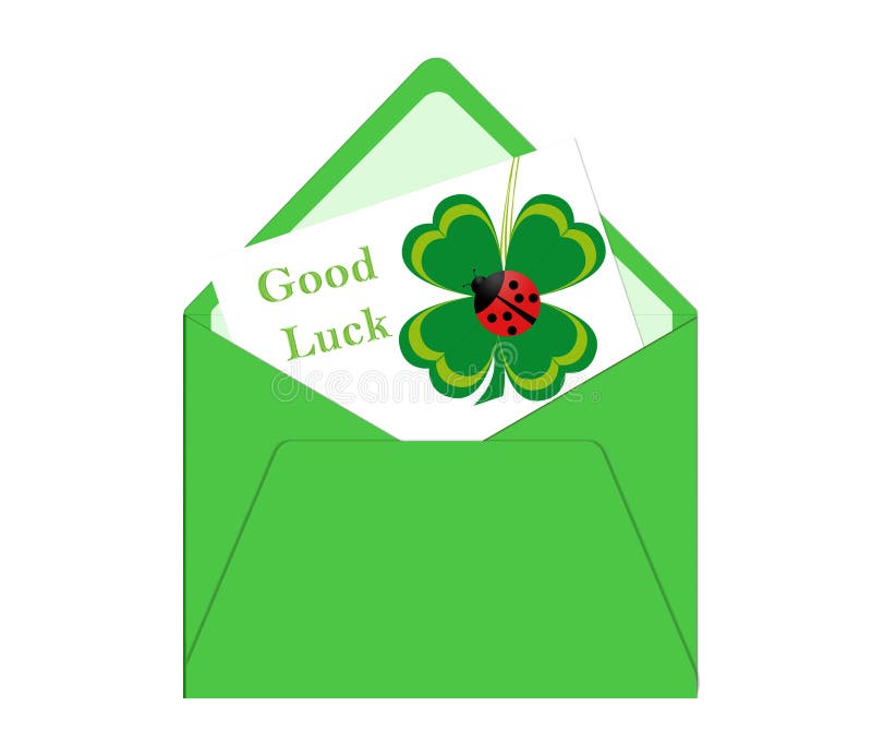 Card with four leaf clover stock illustration. Illustration of ...