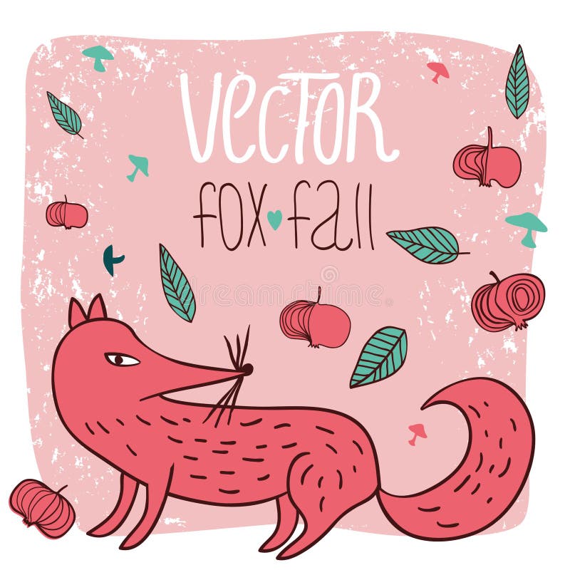 Card fox and apples stock illustration. Illustration of watercolor ...