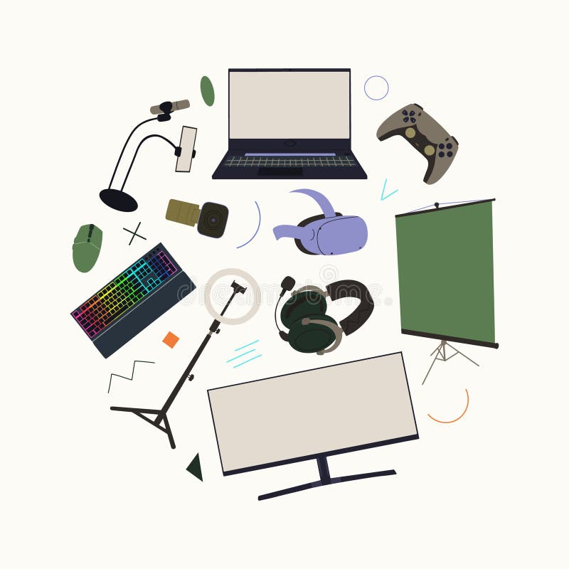 Card with Game Streamer Elements Stock Vector - Illustration of gamer ...