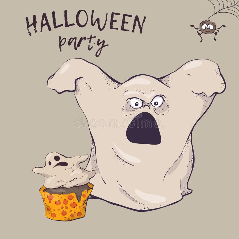 Card of Ghost Characters Emoticons Isolated. Vector Illustration Stock ...