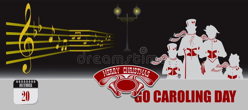 Card Go Caroling Day stock vector. Illustration of street - 204686890