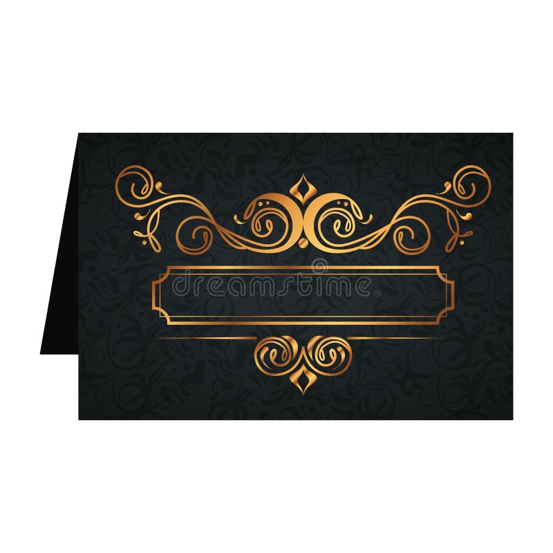 Card with Golden Label Victorian Style Stock Vector - Illustration of ...