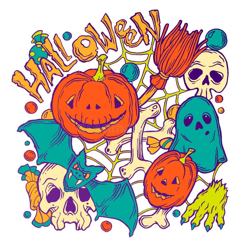 Card for Halloween with Horror Elements Stock Vector - Illustration of ...