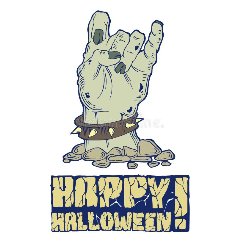 Card for Halloween with Zombie Hand Stock Vector - Illustration of ...