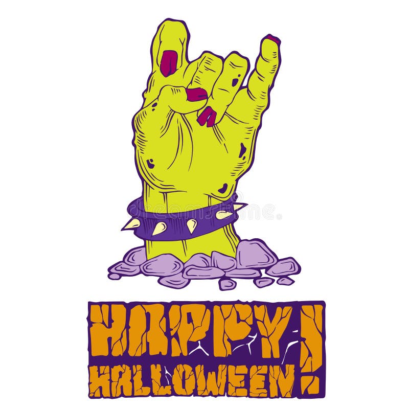 Card for Halloween with Zombie Hand Stock Vector - Illustration of moon ...