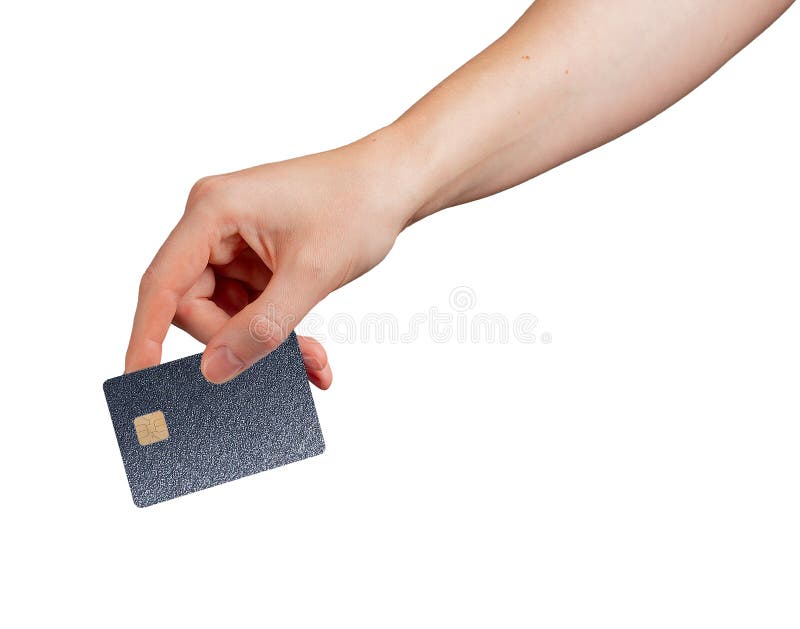 Card in Hand. Client Showing Elegant Plastic Bank Credit and Debit ...
