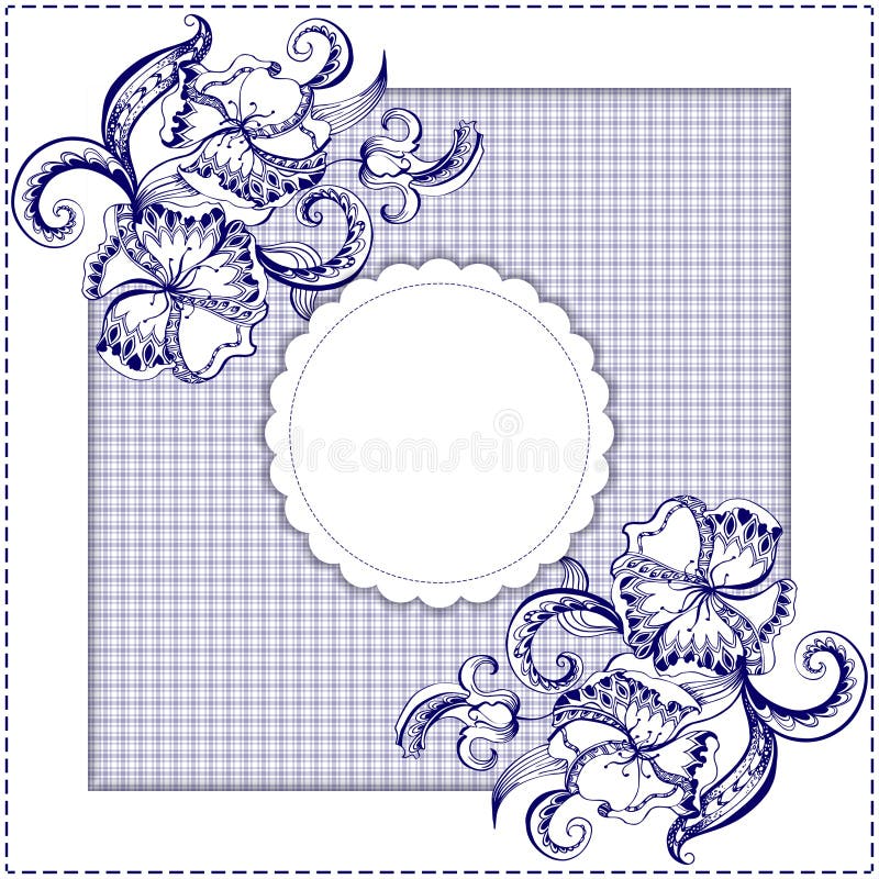 Card with Hand-drawing Pattern and Frame Stock Vector - Illustration of ...