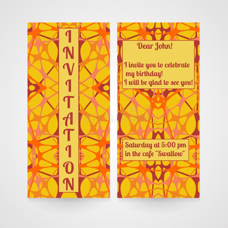 Card with Abstract Monsters Pattern. Invitation for Birthday Stock ...