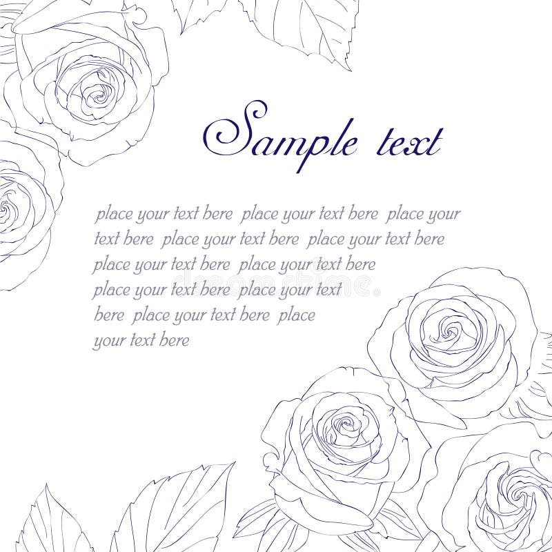 Card with Hand-drawn Roses on a White Background Stock Vector ...