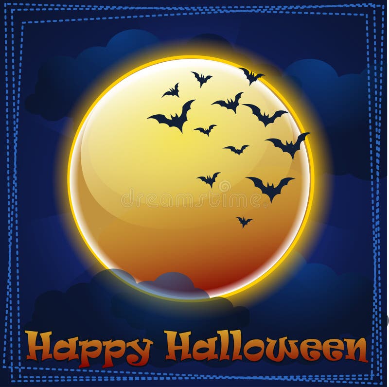 Card Happy Halloween, moon stock illustration. Illustration of color ...