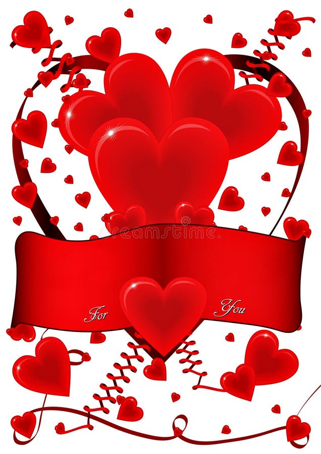 Card with Hearts and Ribbon Stock Vector - Illustration of banner, card ...