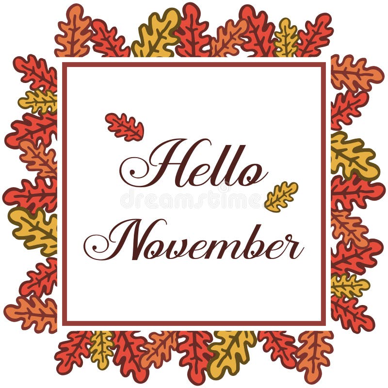 Card Hello November, Autumn Leaf Frame. Vector Stock Vector ...