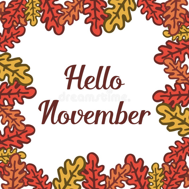 Card Hello November, Autumn Leaf Frame. Vector Stock Vector ...