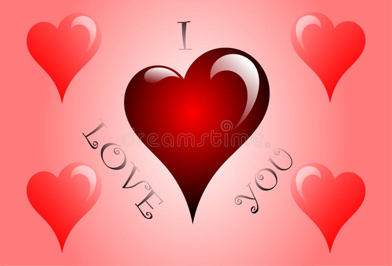 Card I LOVE YOU with Hearts Stock Illustration - Illustration of ...