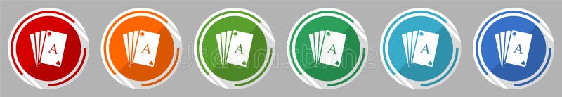 Card Icon Set, Vector Illustration in 6 Colors Options for Webdesign ...