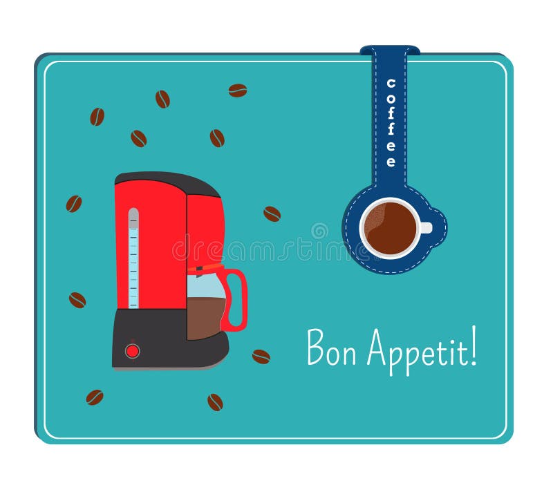 The Card with the Image of the Coffee Maker. Stock Vector ...