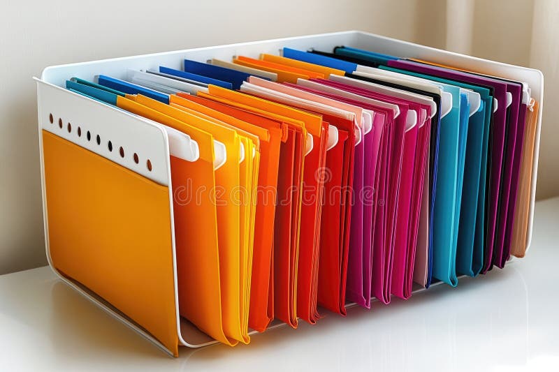 Card Index System Organizing Information with Colorful Files Stock ...