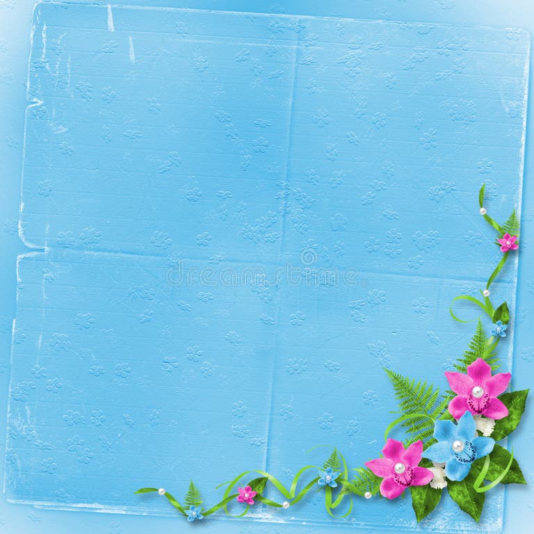 Blue Orchids Wedding Floral Border Stock Illustrations – 109 Blue ...