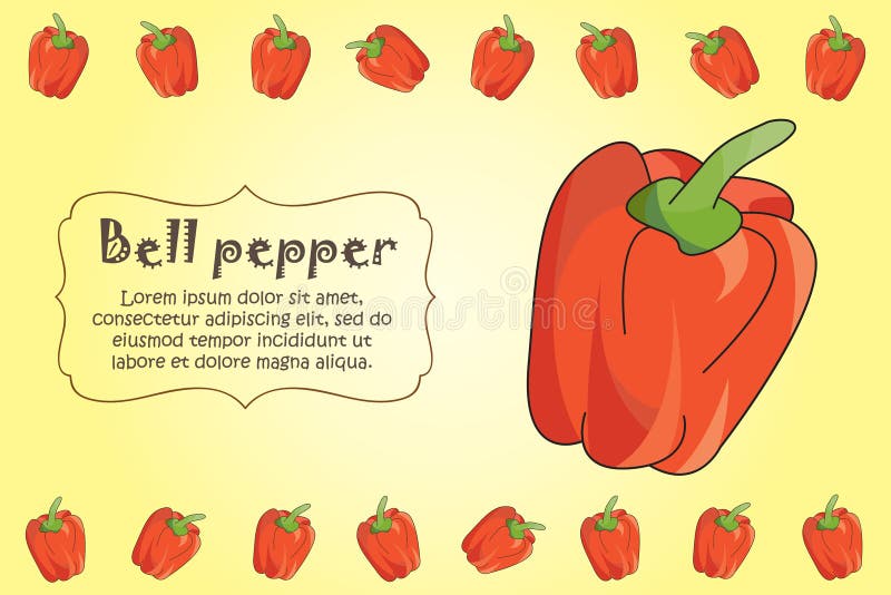 Card for Kitchen Notes. Blank with Red Bell Pepper Ornament. Kitchen ...