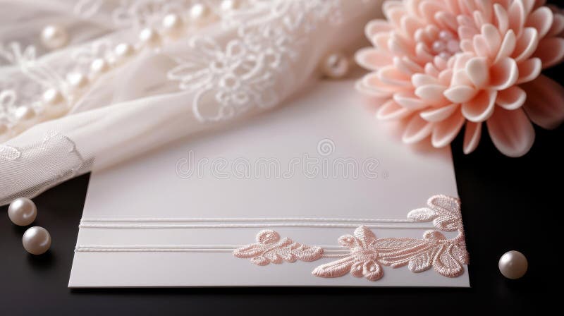 A Card with Lace and Pearls Design, Vintage Theme, Whimsical, Blend ...