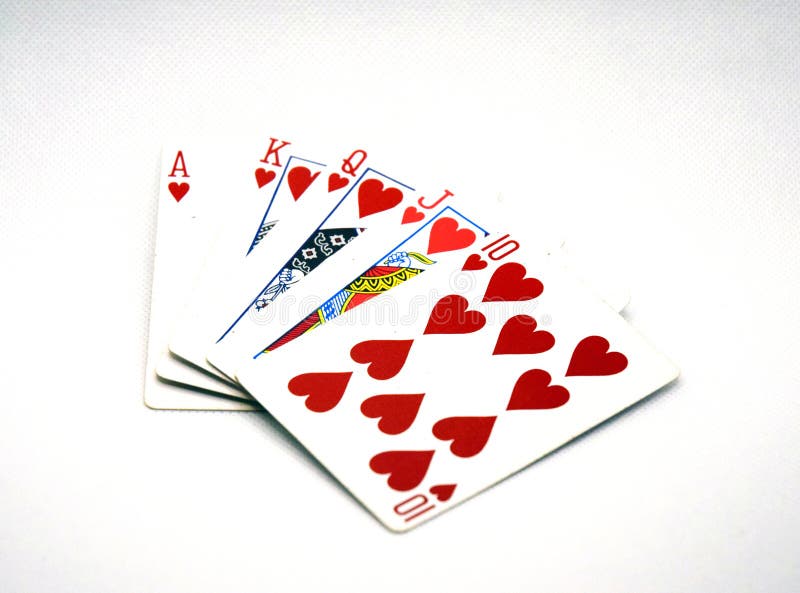 Card Layout - Poker of Hearts on the Table Stock Photo - Image of fish ...