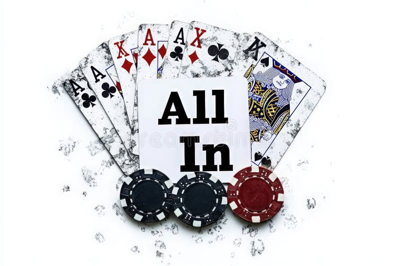 High Stakes Poker Game with Winning Cards and Chips on a Table Stock ...