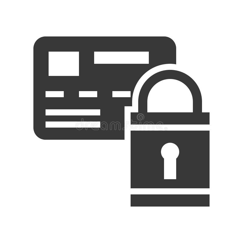 Card with Lock Vector, Online Shopping Solid Style Icon Stock Vector ...