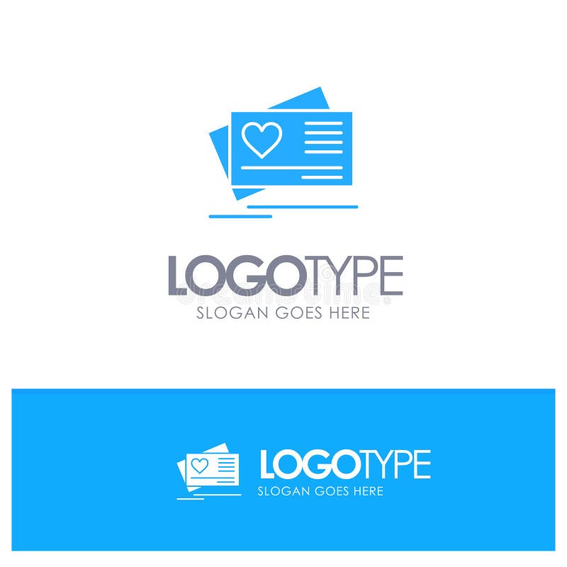 Card, Love, Heart, Wedding Blue Solid Logo with Place for Tagline Stock ...