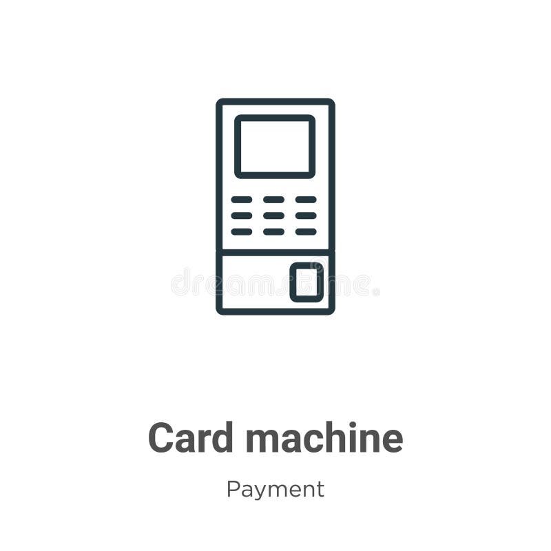 Card Machine Outline Vector Icon. Thin Line Black Card Machine Icon ...