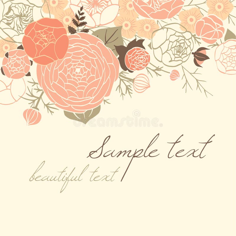 Card with Modern Flower Composition Stock Vector - Illustration of ...