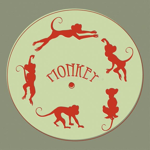 Card of Monkeys with Printing Effect Stock Vector - Illustration of ...