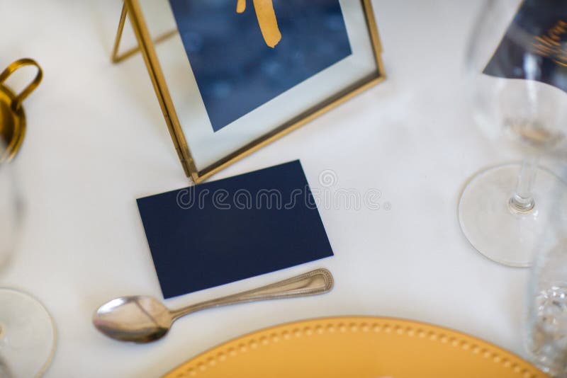 Card for the Name of the Guest at the Wedding Table Stock Photo - Image ...