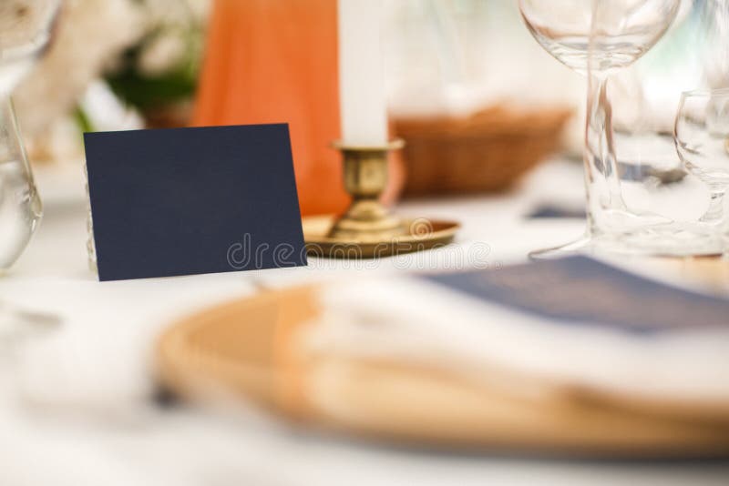 Card for the Name of the Guest at the Wedding Table Stock Photo - Image ...