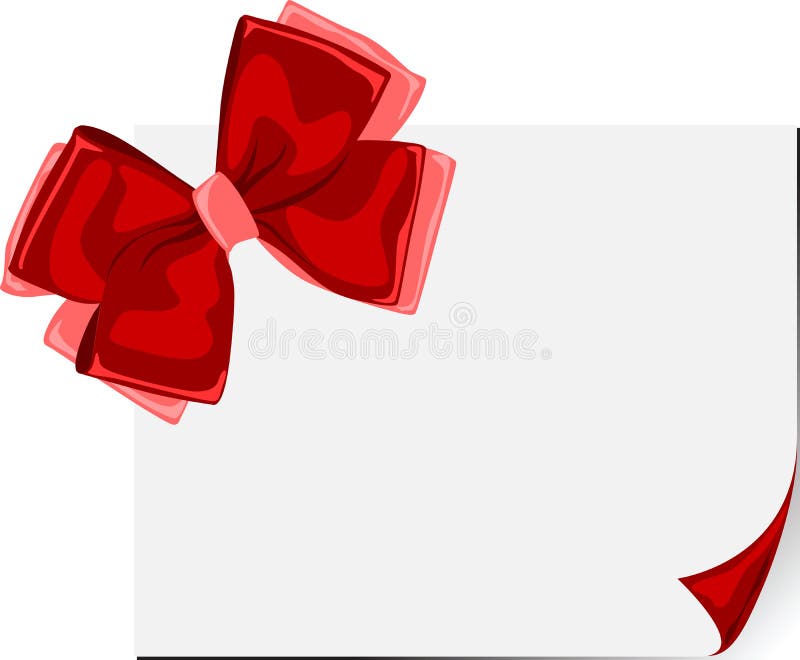 Card Note with a Big Red Bow Stock Vector - Illustration of birthday ...