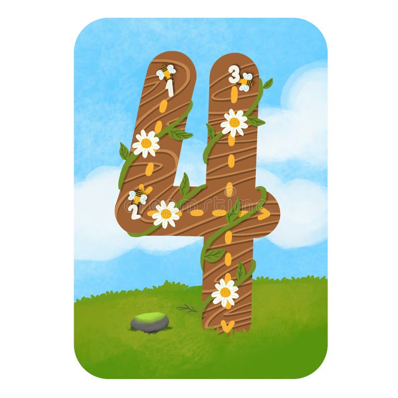 Card Number 4 : Practice Writing Numbers Stock Illustration ...