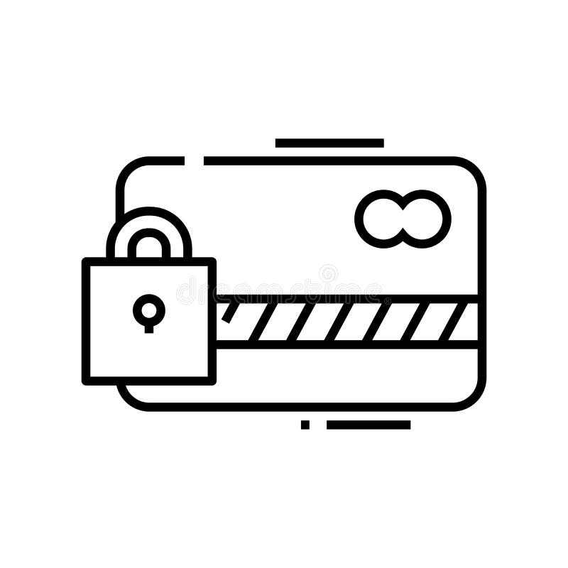 Card Password Line Icon, Concept Sign, Outline Vector Illustration ...